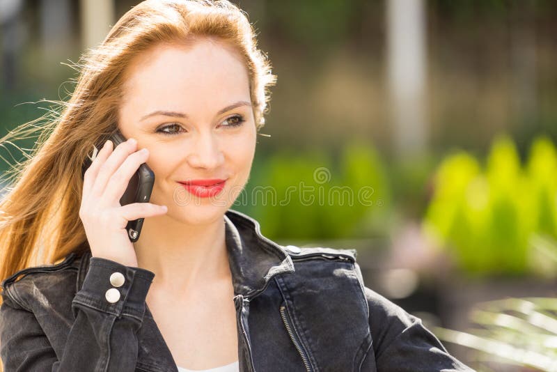 Girl Using Mobile Phone On City Street Stock Image Image Of Internet