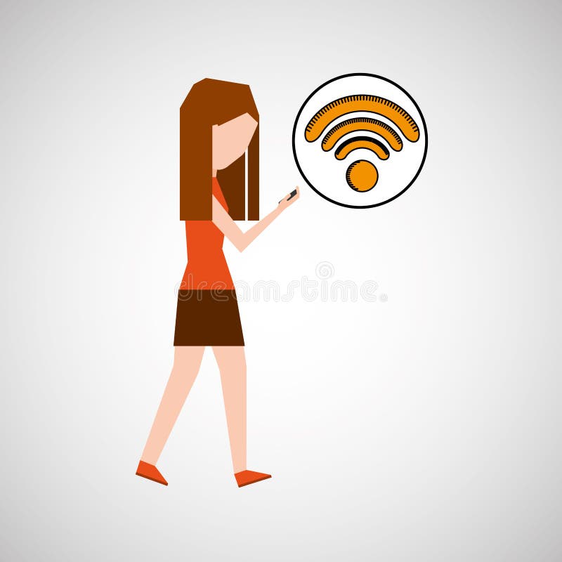 Girl Using Phone Wifi Internet Graphic Stock Vector - Illustration of ...