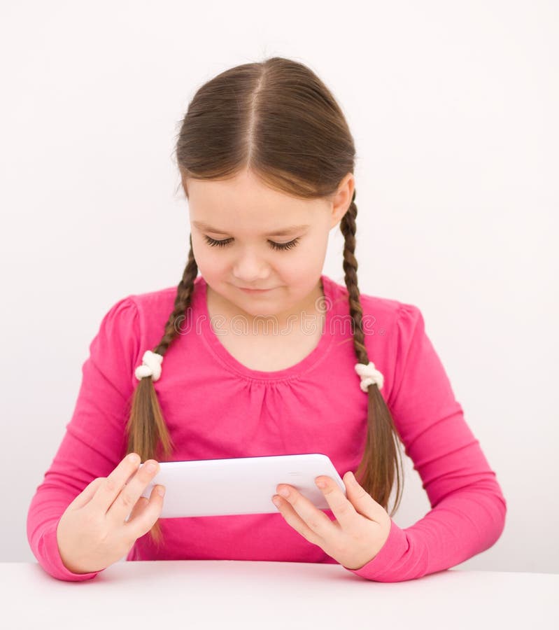 Girl using tablet stock photo. Image of communication - 36846596