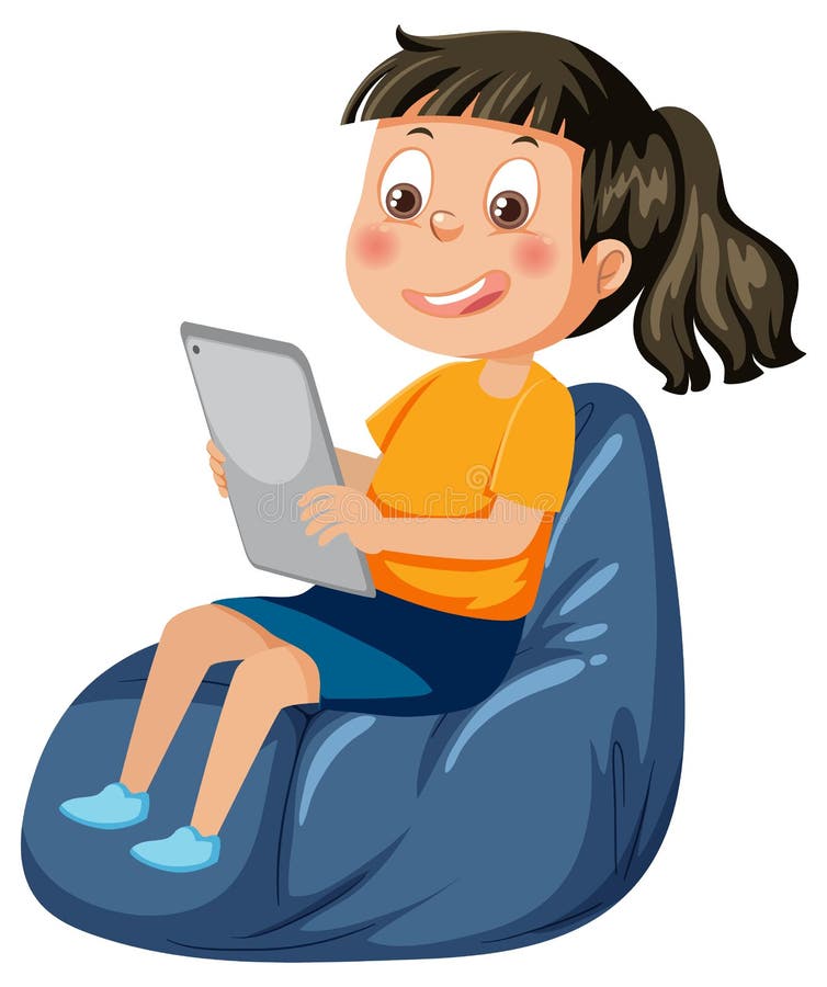 A girl using tablet stock vector. Illustration of person - 256654600