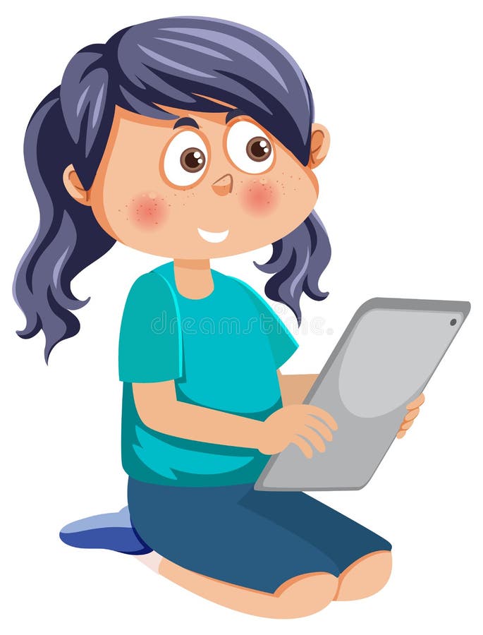 Kid Using Tablet Clipart Stock Illustrations – 87 Kid Using Tablet ...
