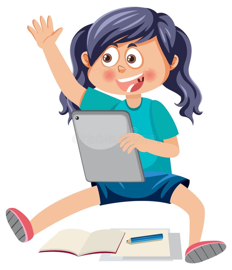 Kid Using Tablet Clipart Stock Illustrations – 87 Kid Using Tablet ...