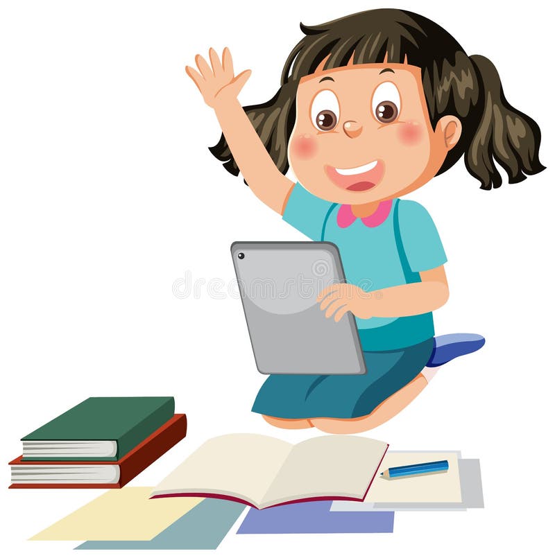 Kid Using Tablet Clipart Stock Illustrations – 87 Kid Using Tablet ...
