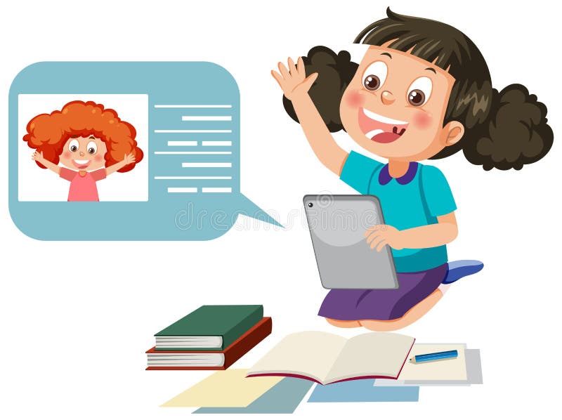 Kid Using Tablet Clipart Stock Illustrations – 87 Kid Using Tablet ...