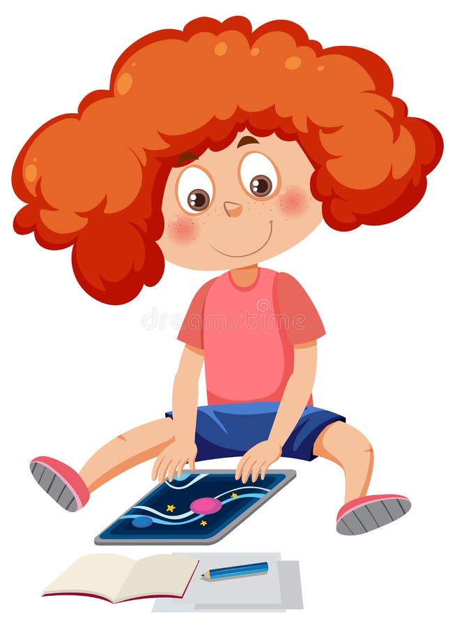 Kid Using Tablet Clipart Stock Illustrations – 87 Kid Using Tablet ...