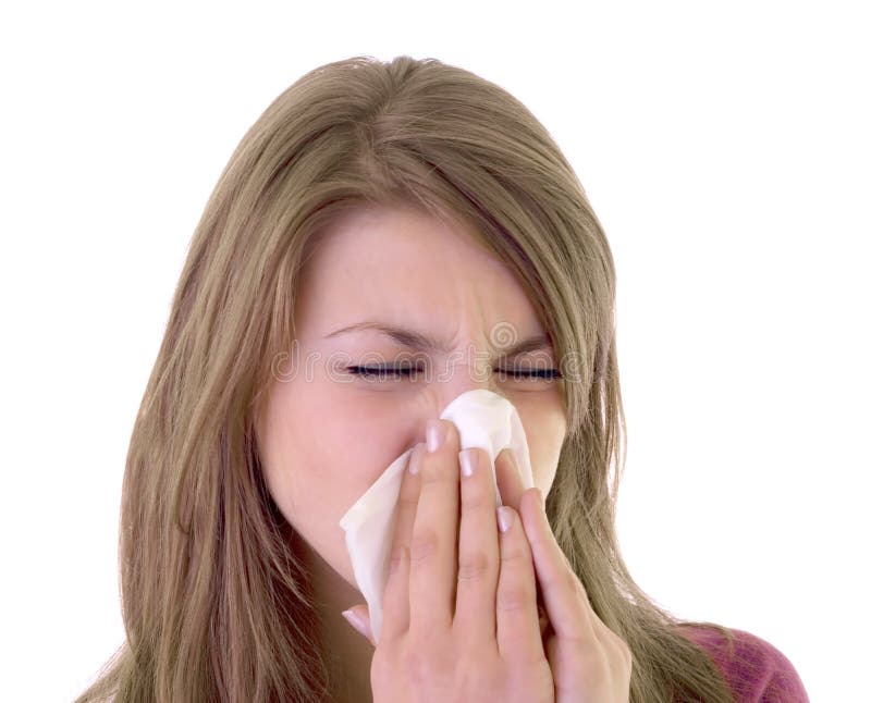 Girl using a tissue stock image. Image of infection, tissue - 7324711