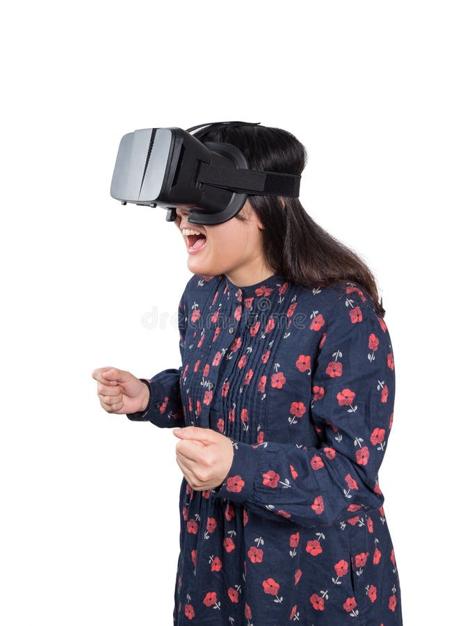 Girl using VR glasses stock photo. Image of digital, glasses - 66975614