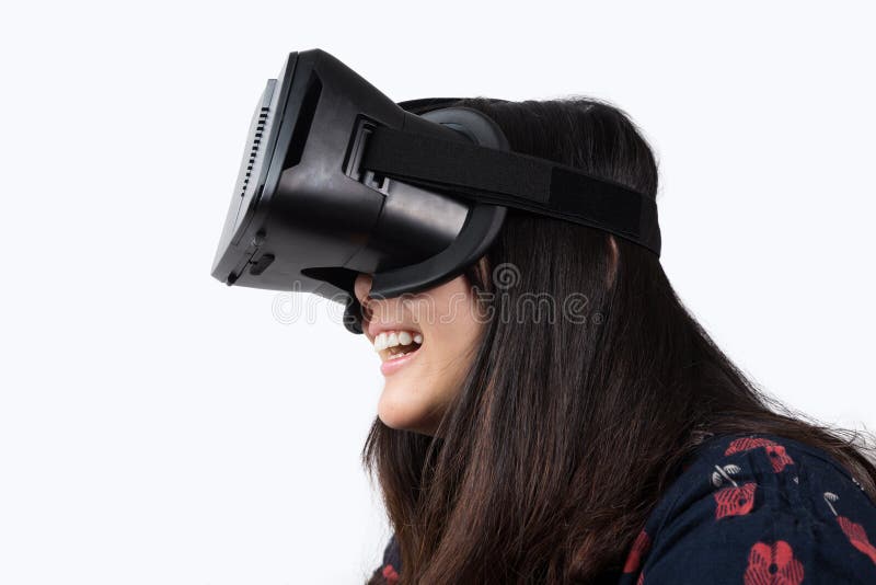Girl using VR glasses stock image. Image of asia, phone - 66975655