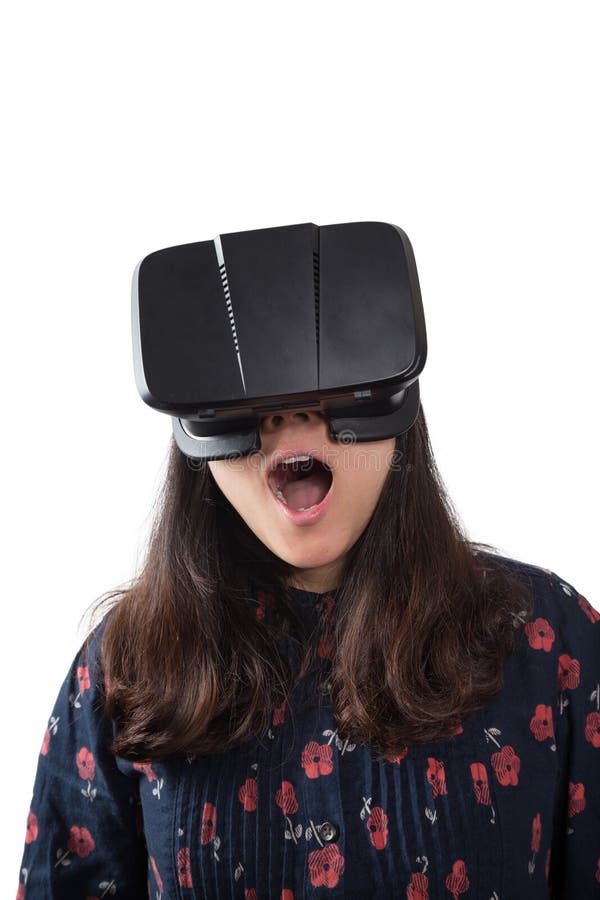 Girl using VR glasses stock image. Image of asian, game - 67157017