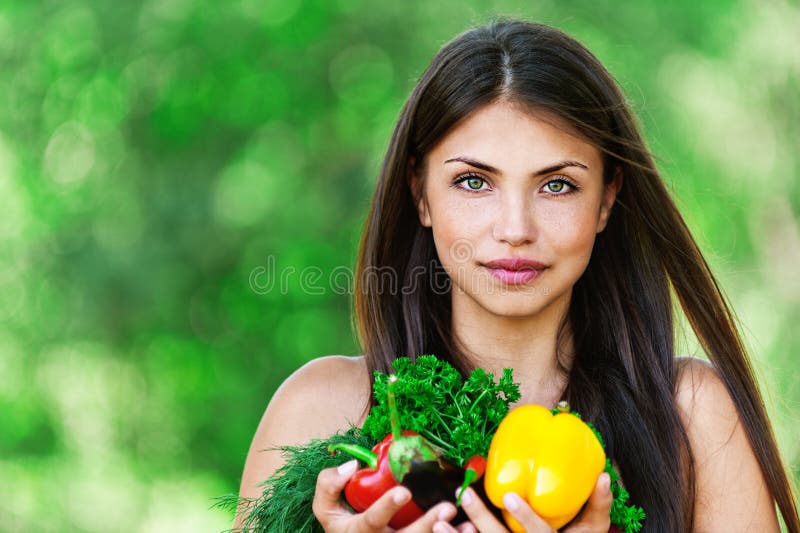 Girl with vegetarian set stock photo. Image of adult - 23581928