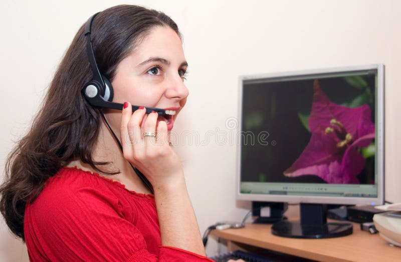 Girl Verry Happy On The Microphone Picture. Image: 4545962