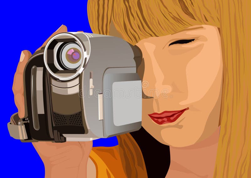 Girl with a video camera stock vector. Illustration of gray - 17822478