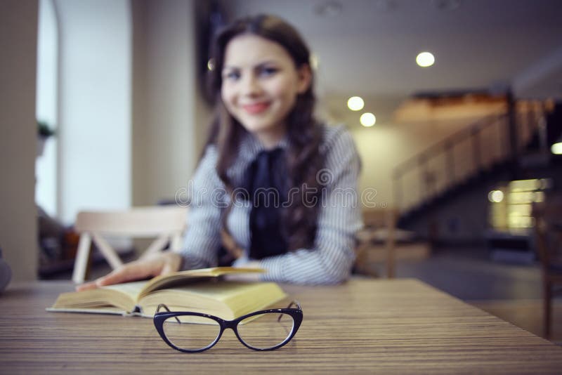 Girl with vision glasses stock photo. Image of brunette - 63150548