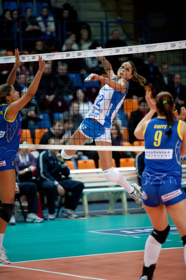 Girl volleyball game editorial stock photo. Image of uniforms - 12671178