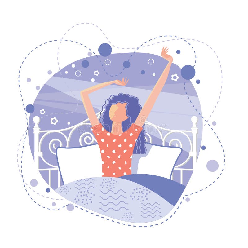 The Girl Wakes Up In The Morning Stock Vector Illustration Of Girl