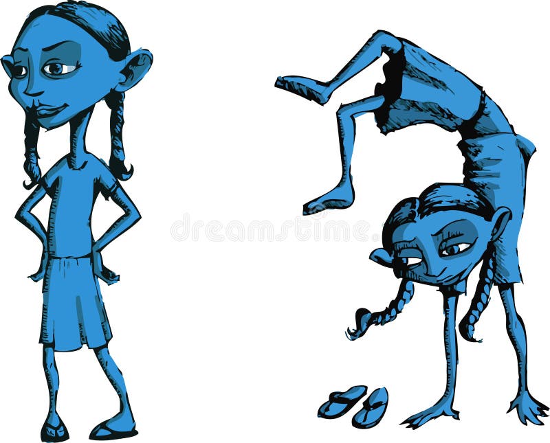 Girl walking on hands stock illustration. Illustration of gentle - 4617064
