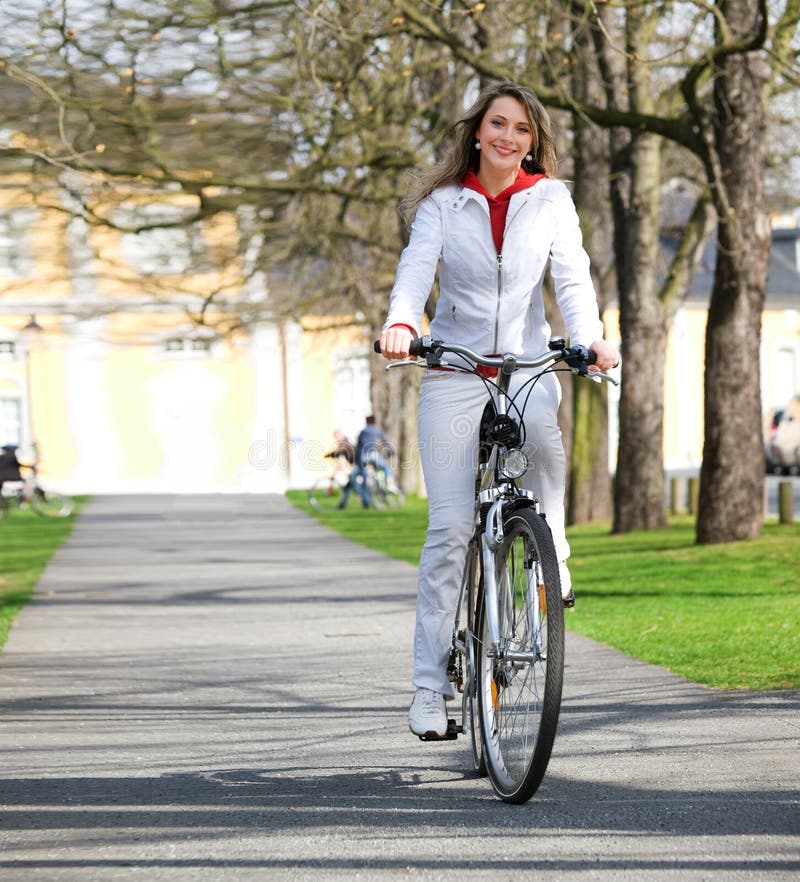 Girl Walks City with Bicycle Stock Image - Image of travel, concept ...