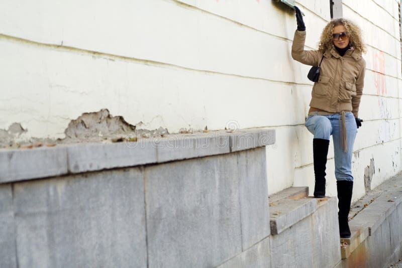 Blonde girl staggering stock photo. Image of sensuality - 2478906