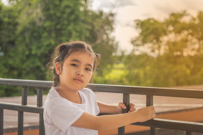 The Girl Was Standing Looking Forward To the Evening. Stock Photo ...