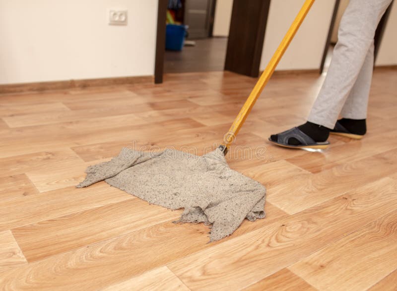 The Girl Washes the Floor with a Rag in the Room Stock Image - Image of ...