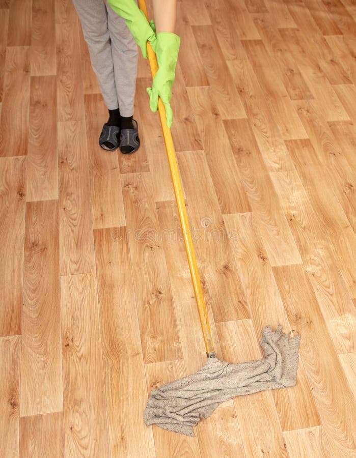 The Girl Washes the Floor with a Rag in the Room Stock Image - Image of ...