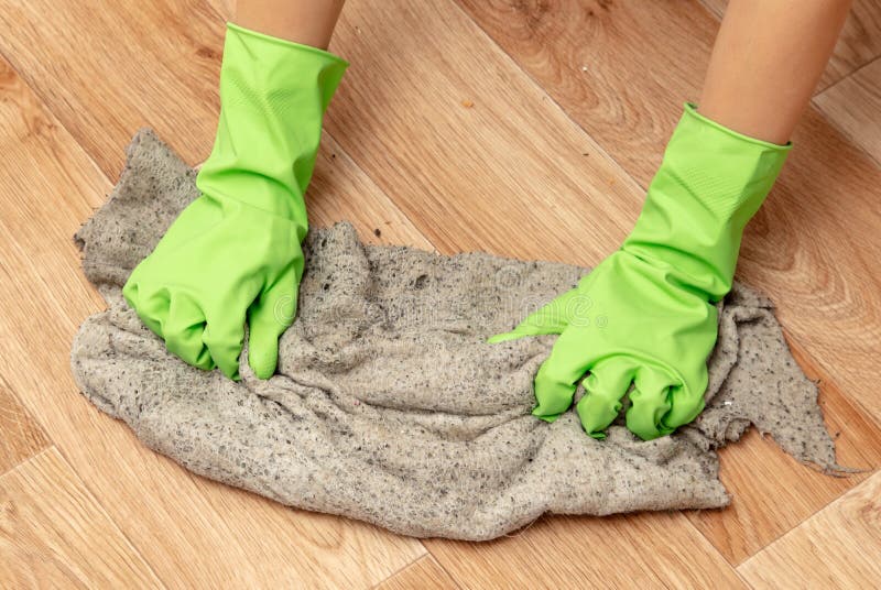 The Girl Washes the Floor with a Rag in the Room Stock Image - Image of ...