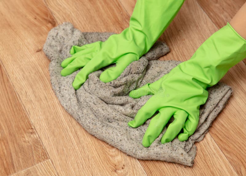 The Girl Washes the Floor with a Rag in the Room Stock Image - Image of ...