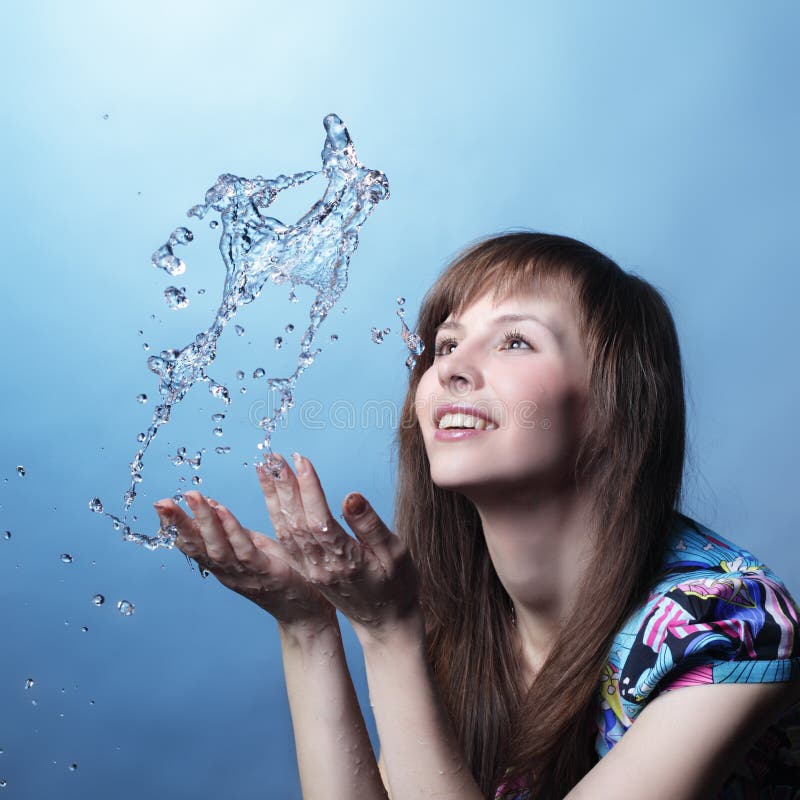 Girl with water splash stock photo. Image of cold, body - 19436086