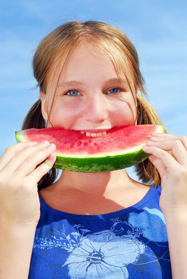 Girl with watermelon stock image. Image of healthy, girl - 3012889