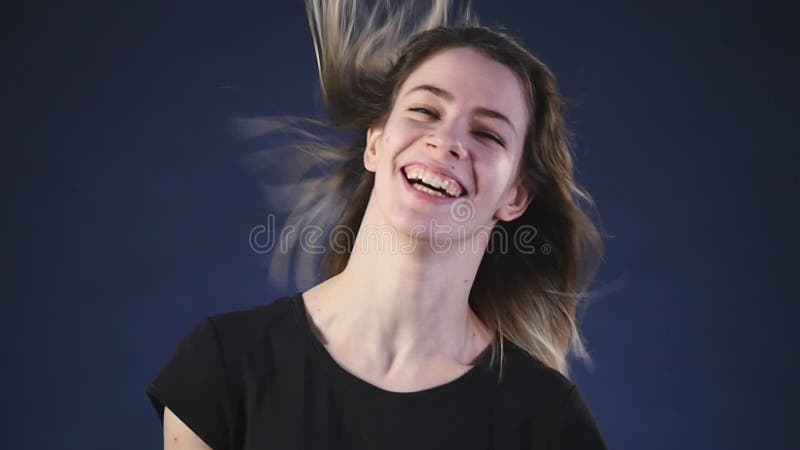 Girl Waving Hair Slow Motion Stock Footage - Video of laughing, beauty ...