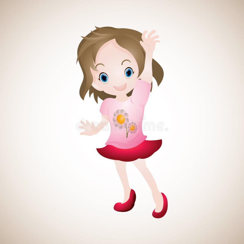 Girl Waving Hand. Vector Illustration Decorative Design Stock Vector ...