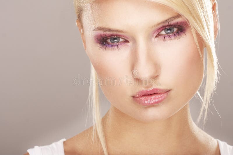 Girl Wearing Makeup Made of Flowers Stock Photo - Image of looking ...