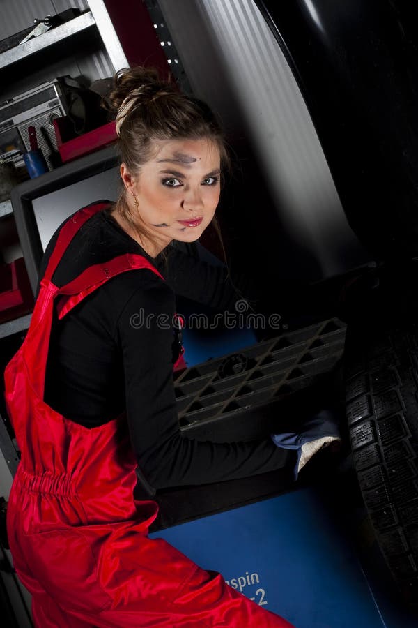 Young female mechanic stock photo. Image of white, grey - 7863966
