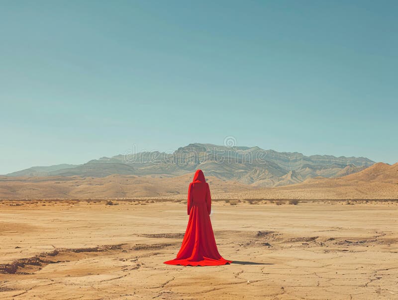 Girl in Wearing Red Robes Standing on the Desert. AI Generated Stock ...