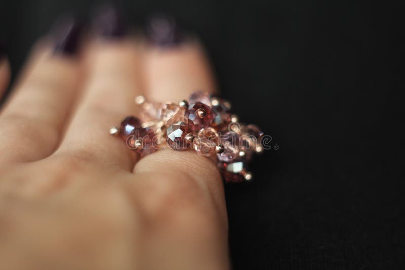 Girl Wearing a Ring on Her Hand Stock Image - Image of glass ...