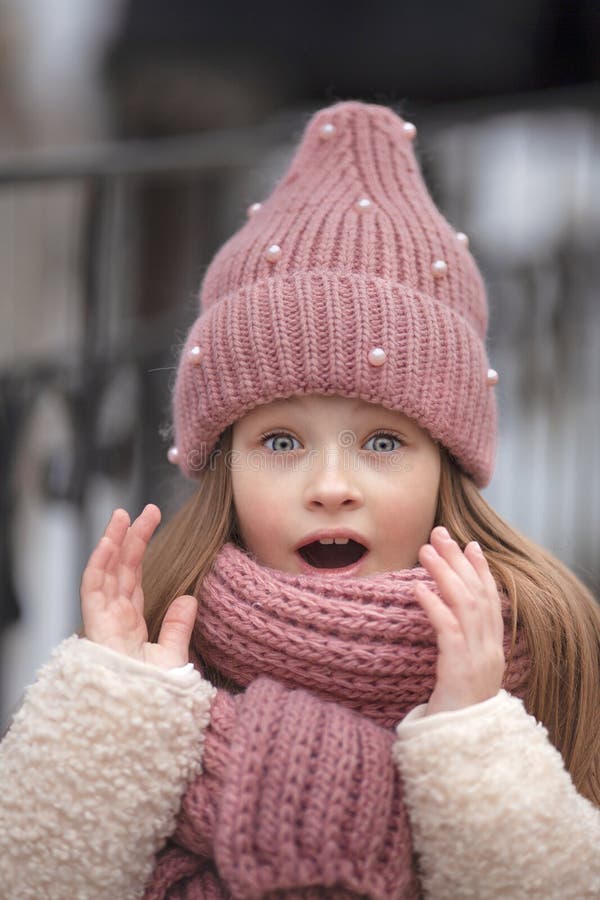 Girl Wearing a Winter Hat and Scarf Stock Photo - Image of caucasian ...