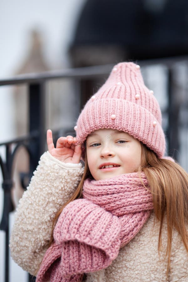 Girl Wearing a Winter Hat and Scarf Stock Photo - Image of small, cute ...