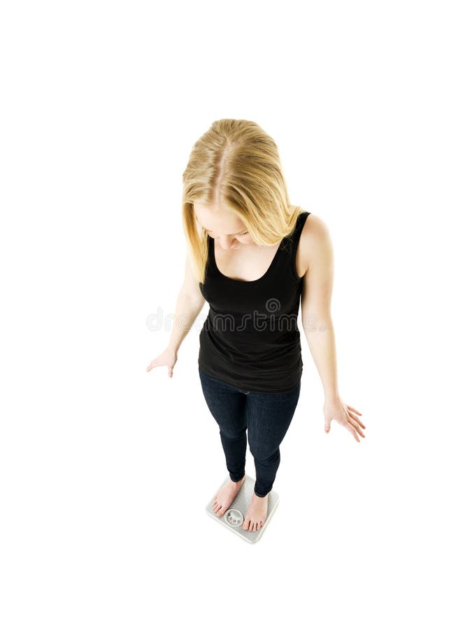 Girl on weight scale stock photo. Image of healthy, female - 22688974