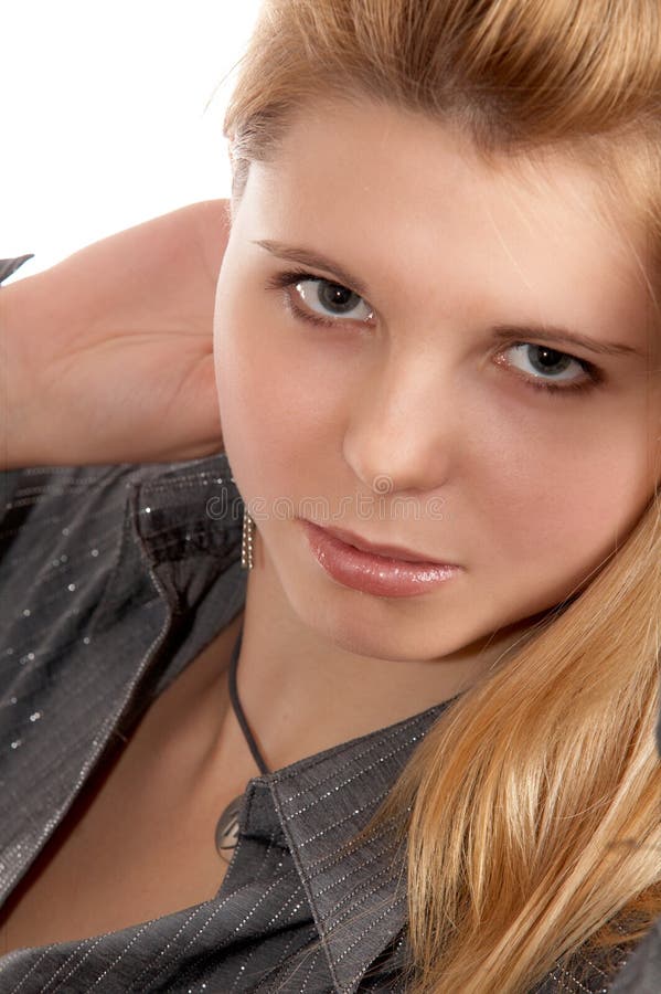 Girl with frown look stock image. Image of flaxen, caucasian - 13123683
