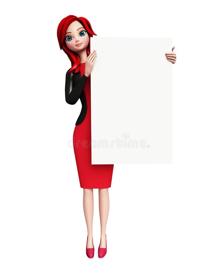 Girl with White Board Presentation. Stock Illustration - Illustration ...