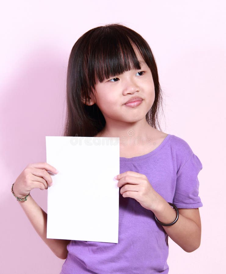 Girl and white paper stock image. Image of portrait, smile - 32198649
