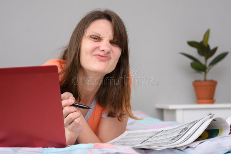 The Girl Who is Looking for Work Made a Funny Face Stock Image - Image ...