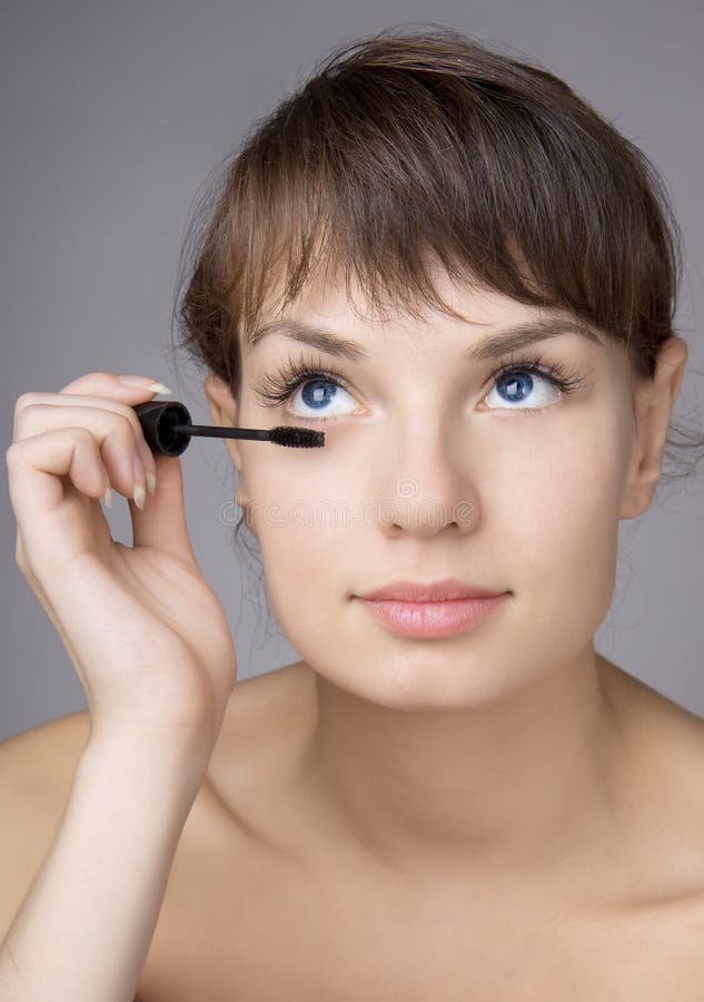 Asian Beauty Eyes - Makeup Woman Looking with Fan Stock Photo - Image ...