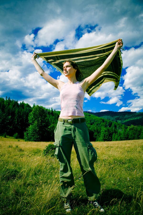 Girl in wind stock photo. Image of hold, wind, skies, holds - 2756136
