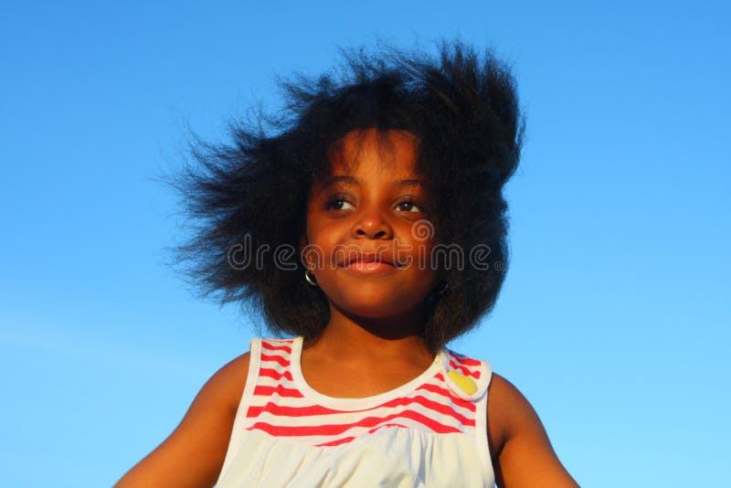 Girl in the Wind stock image. Image of blue, portrait - 5106271