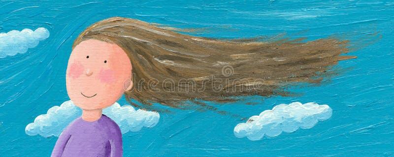 Girl in the wind feel free stock illustration. Illustration of lonely ...