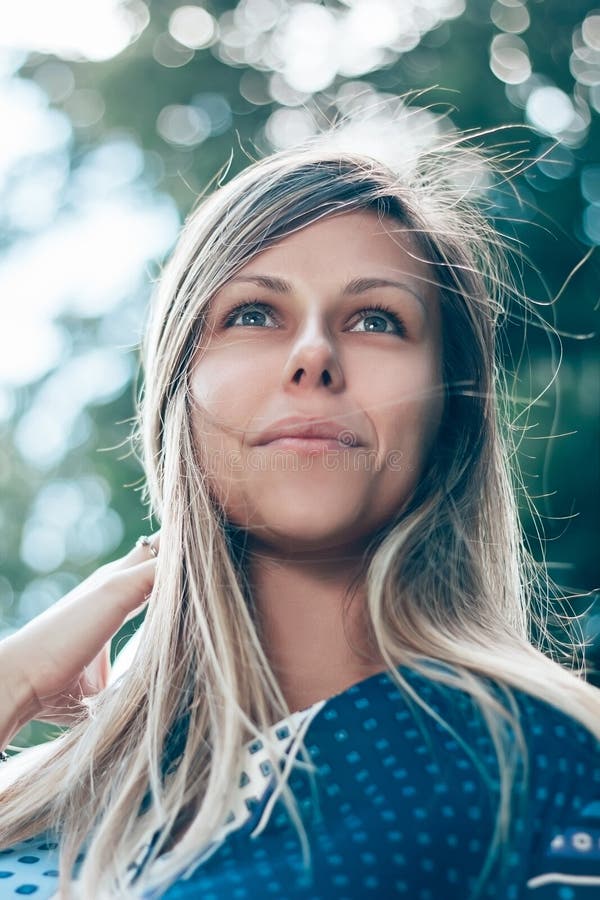 Girl in the wind stock image. Image of attractive, green - 46798029