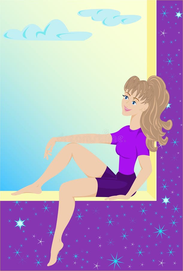 Girl Open Window Stock Illustrations – 951 Girl Open Window Stock ...