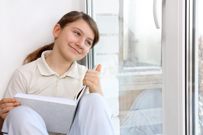 Girl at the window stock photo. Image of beauty, caucasian - 18121704