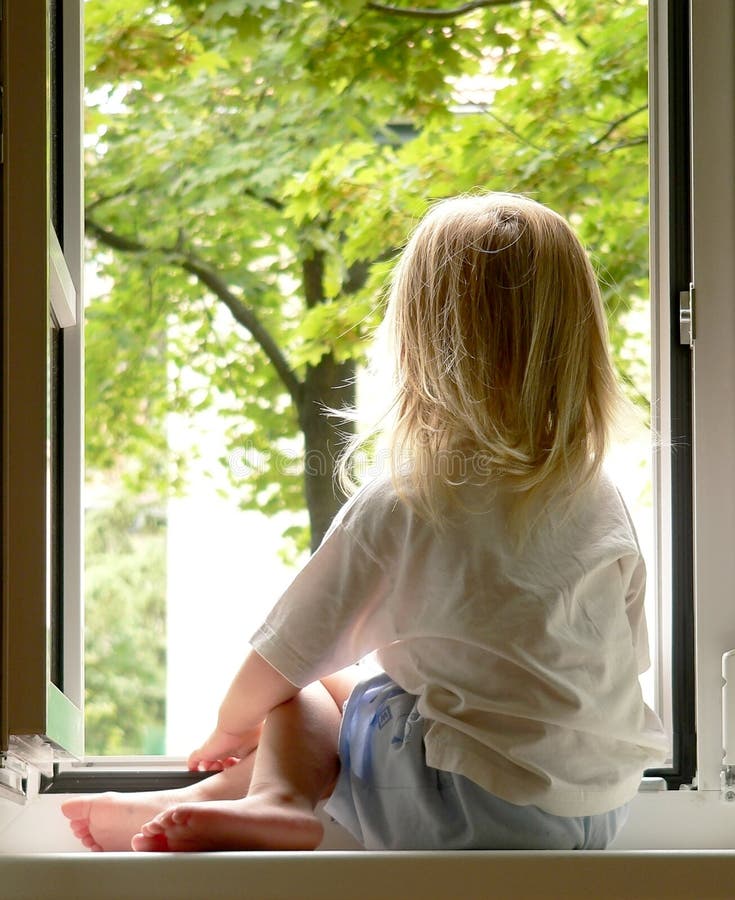 Girl in the window stock photo. Image of girl, green, calmness - 2697906